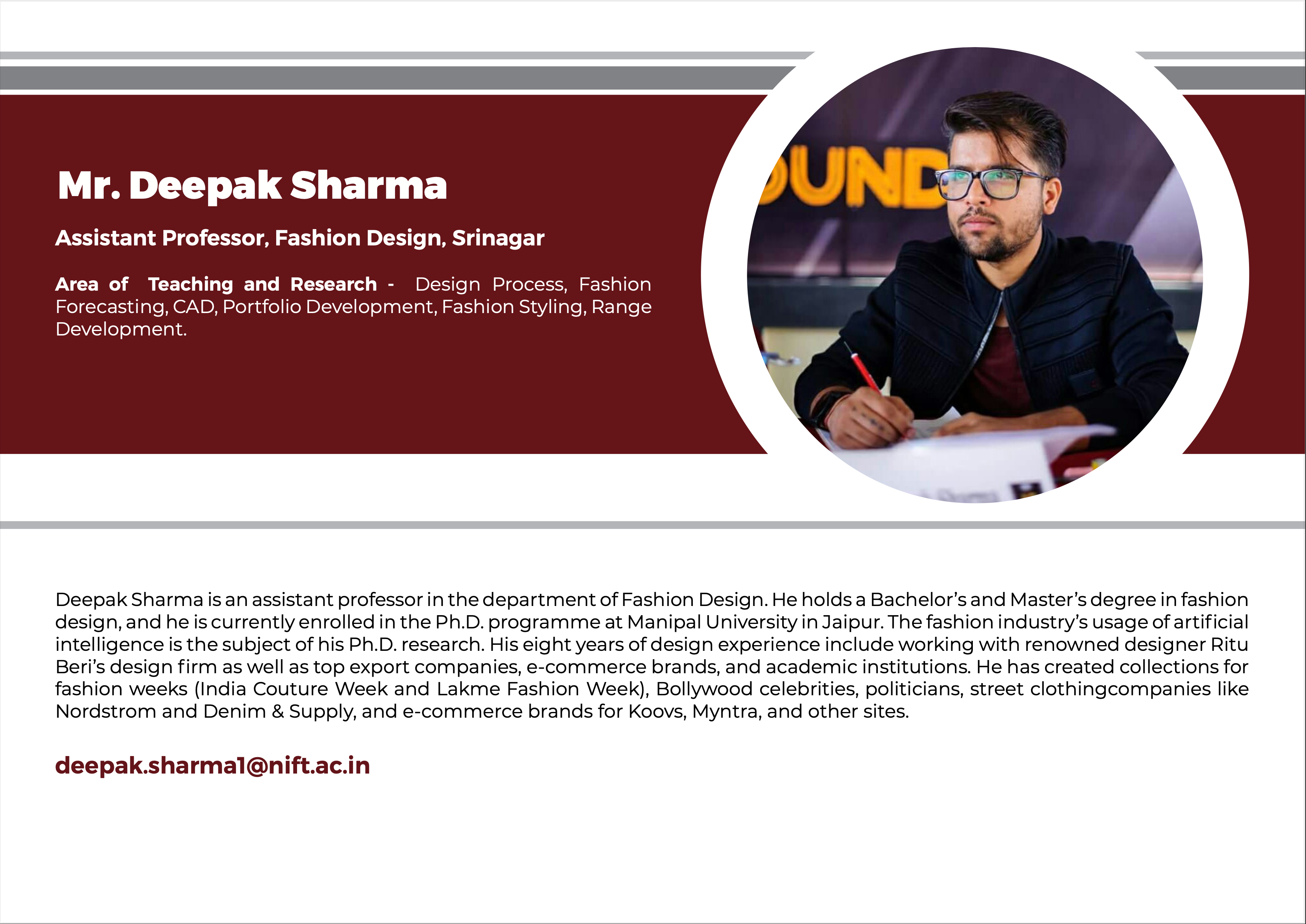 NIFT Srinagar Faculty Profile | Srinagar